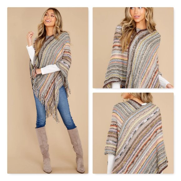 Story | Sweaters | Stripe Multi Poncho | Poshmark